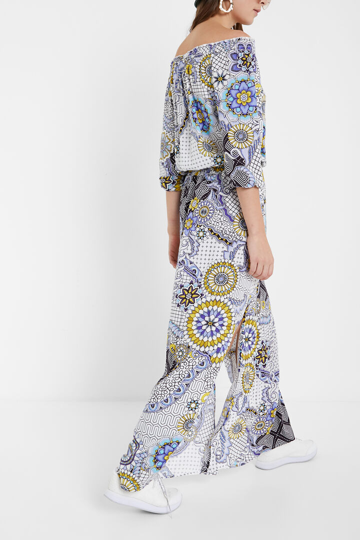 Robe longue évasée géométrique et florale | Desigual.com